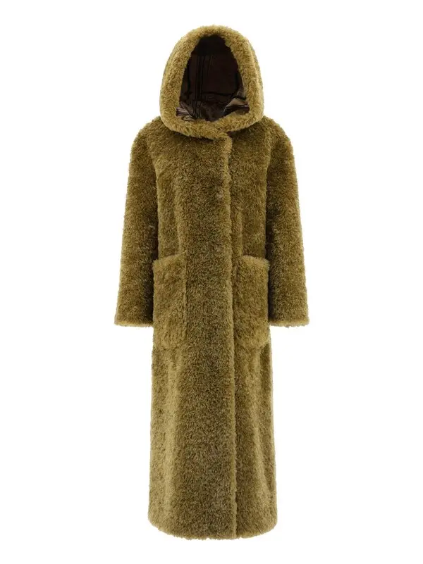 Herno Faux Fur Coat With Hood - Green