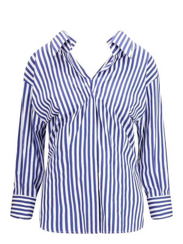 Givenchy Striped Cotton Shirt With Cut-out Detail - Blue