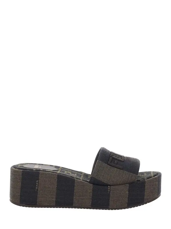 Fendi Cotton Wedges With Ff Motif - Multicolor
