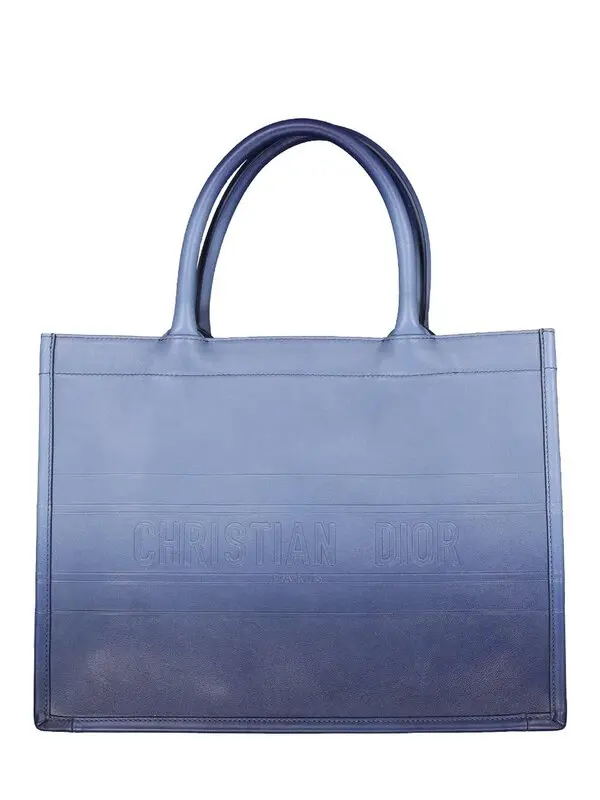 Dior Leather Medium Book Tote Bag - Blue