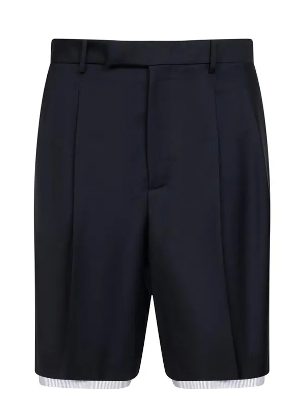 JIL SANDER Blue Wool Canvas Double-layer Shorts - Multicolor