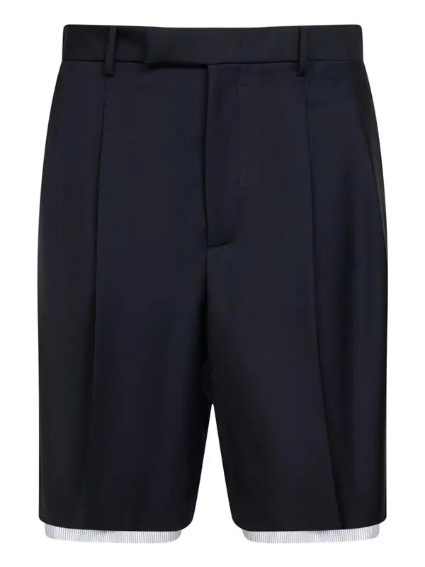 JIL SANDER Blue Wool Canvas Double-layer Shorts - Multicolor