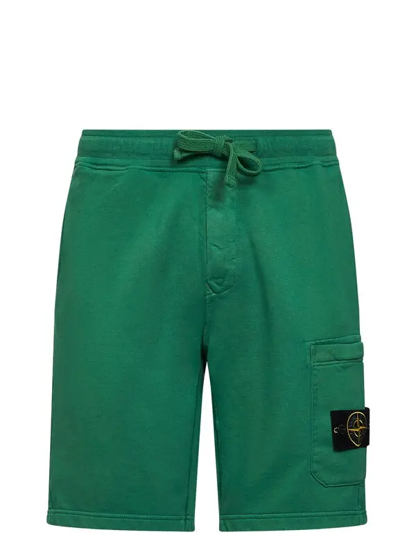 Stone Island Malachite Organic Cotton Fleece Jogger Shorts - Multicolor