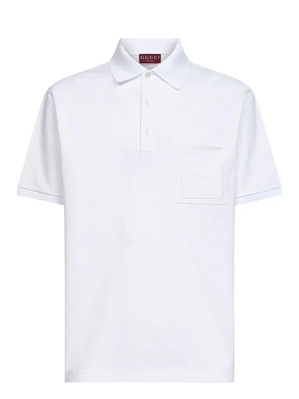 Gucci White Cotton Pique Embroidered Polo Shirt - Multicolor