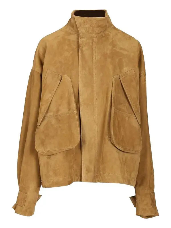 Attico Leather Bomber Jacket - Cream