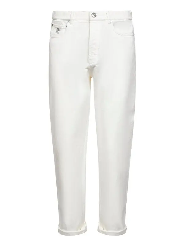 Brunello Cucinelli White Garment-dyed Denim Iconic Fit Jeans - Multicolor