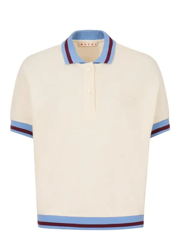Marni Polo Shirt With Logo Detail - Cream