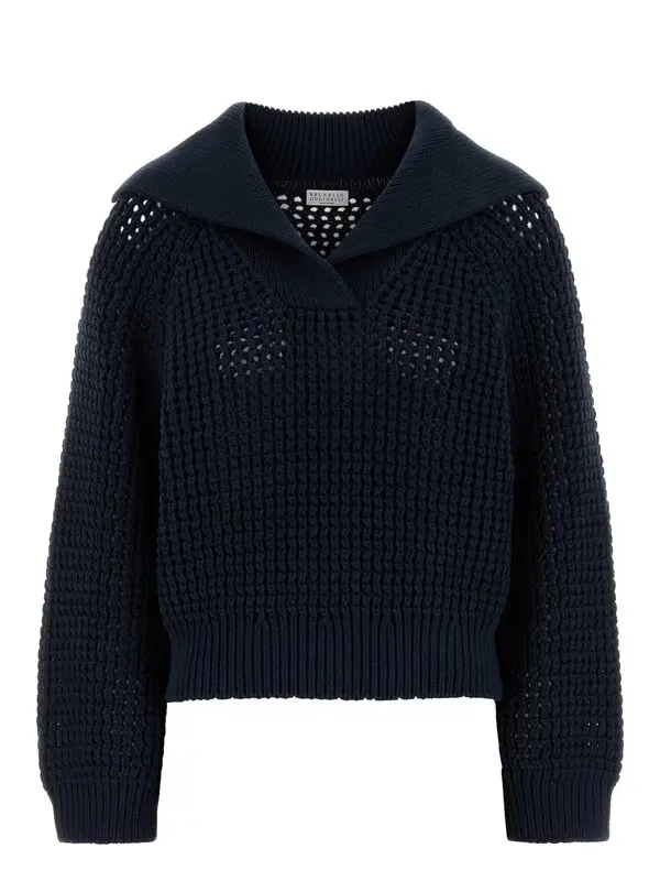 Brunello Cucinelli Cotton Blend Sweater - Blue