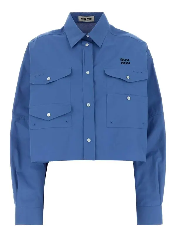 Miu Miu Oversized Poplin Shirt - Blue