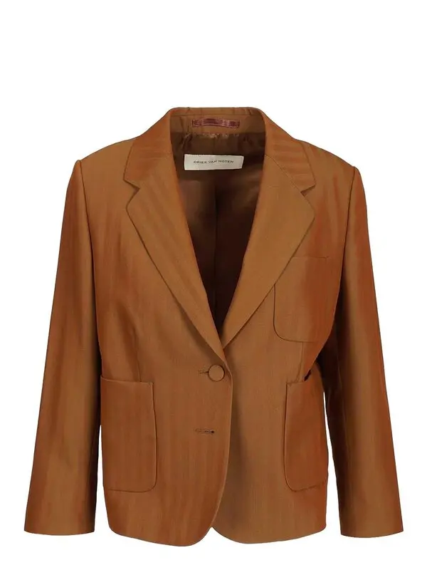 Dries Van Noten Short Striped Wool Twill Blazer - Brown