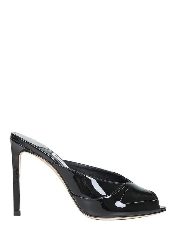 JIMMY CHOO Black Patent Leather Brigitte 100 Mules - Multicolor