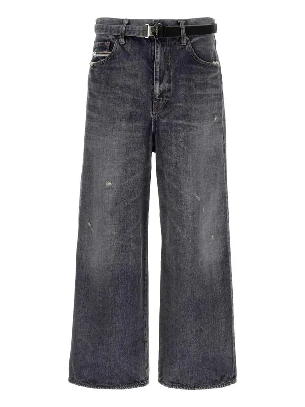 Sacai Wide Leg Denim Jeans - Black
