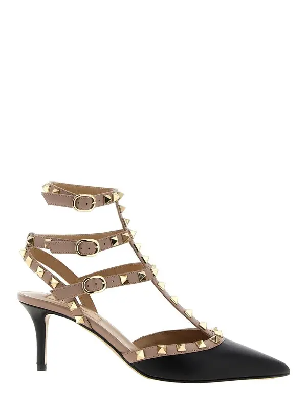 Valentino Garavani Rockstud Black Nappa Leather Pumps With Stud Embellishments - Multicolor