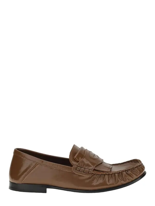 Marni Leather Loafers With Tassels And Foldable Heel - Brown