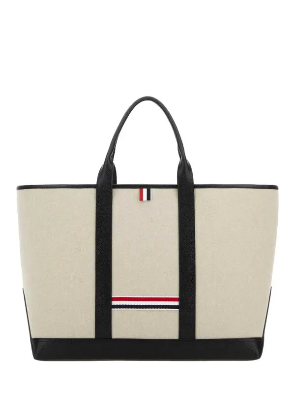 Thom Browne Canvas Medium Rwb-stripe Shopping Bag - Brown