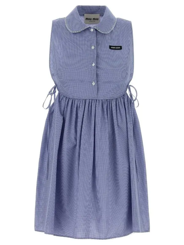 Miu Miu Embroidered Cotton Mini Dress - Multicolor