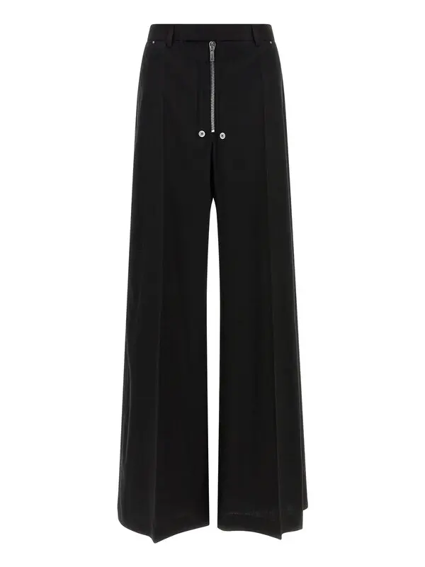 Rick Owens Tailored Wide Leg Wool Blend Pants - Black