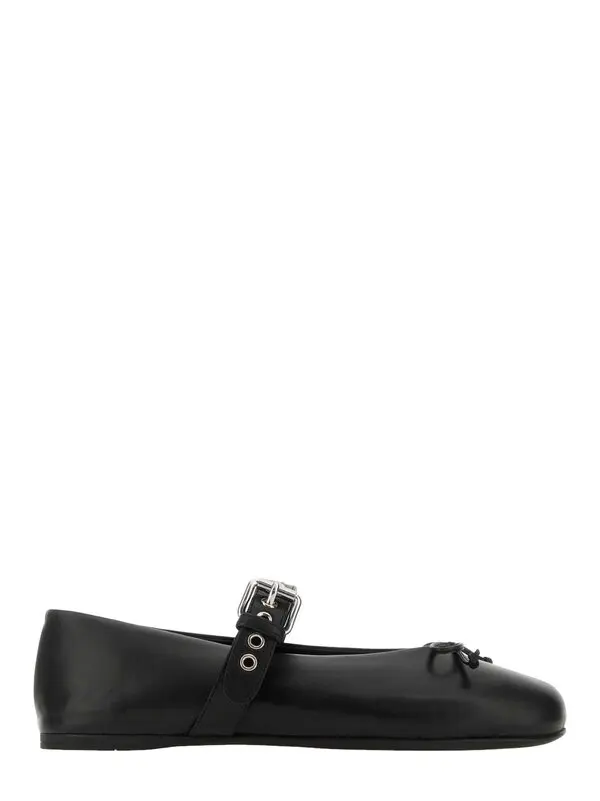 Miu Miu Leather Ballerinas - Black