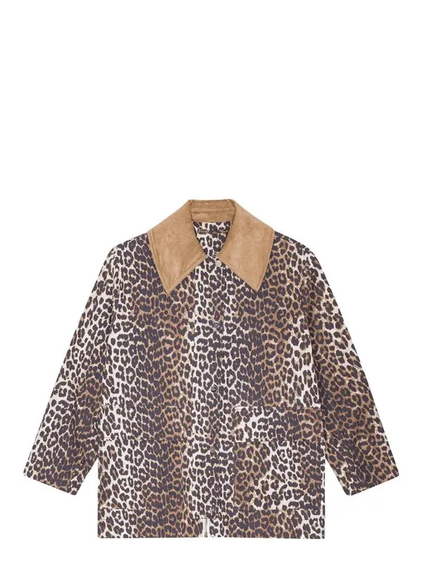 GANNI Leopard Print Midi Jacket - Multicolor