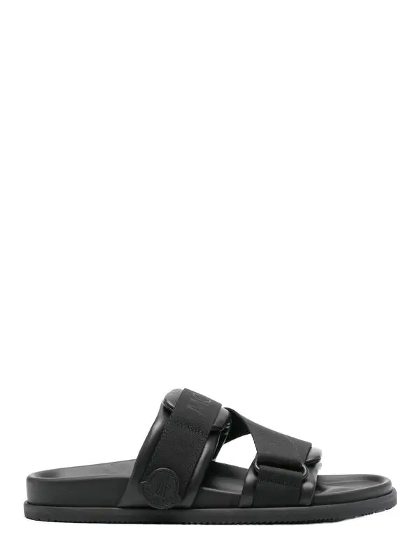 Moncler Flat Rubber Sandals With Touch-strap Fastening - Multicolor