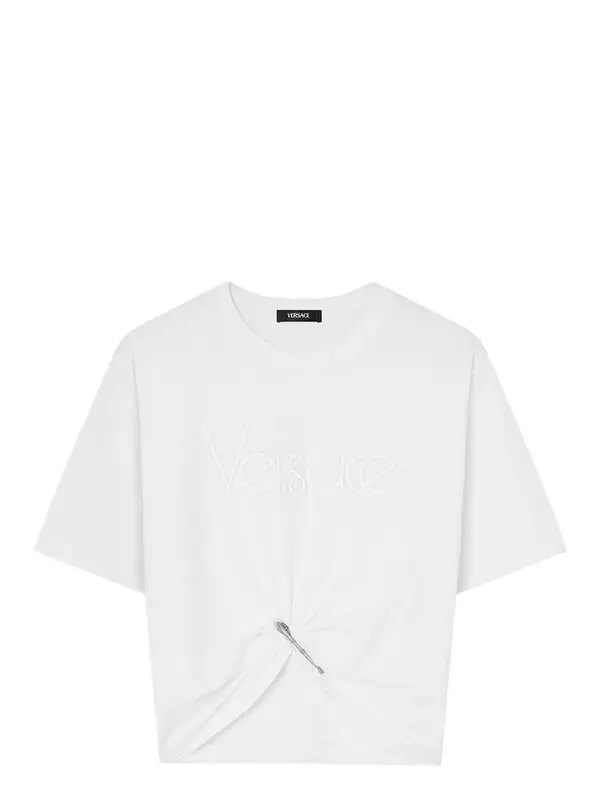 Versace Logo Embroidered T-shirt - Multicolor