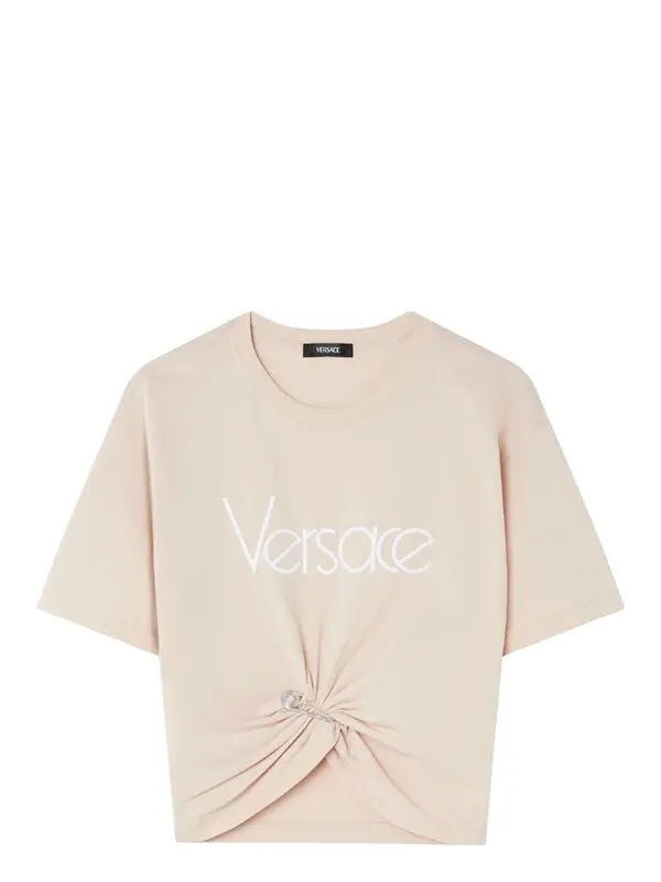 Versace Logo Embroidered T-shirt - Multicolor