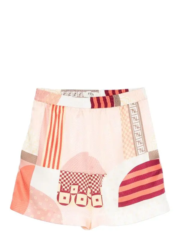 Fendi High-waisted Patchwork Shorts - Multicolor