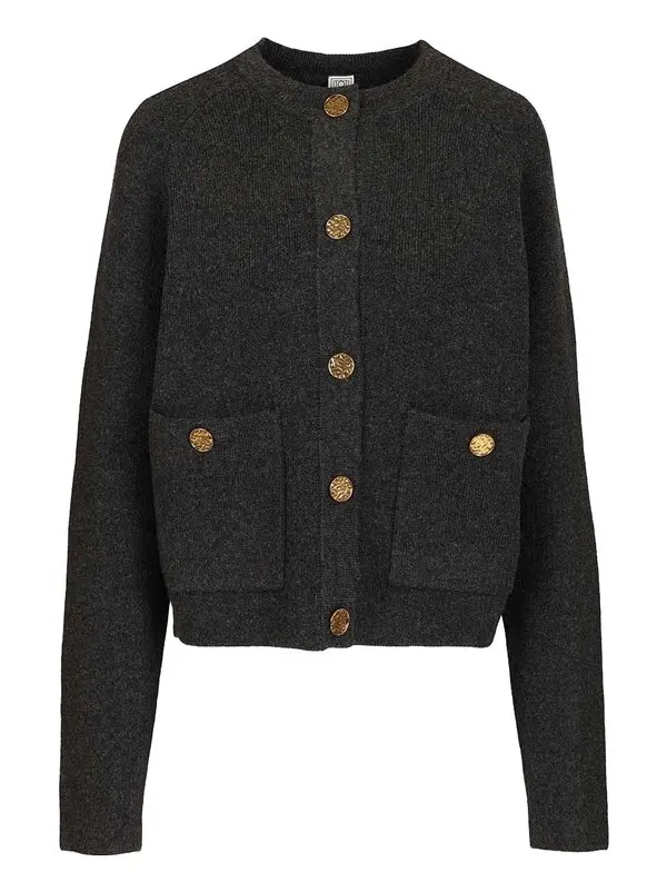 TOTEME Hammered Button Cardigan - Gray