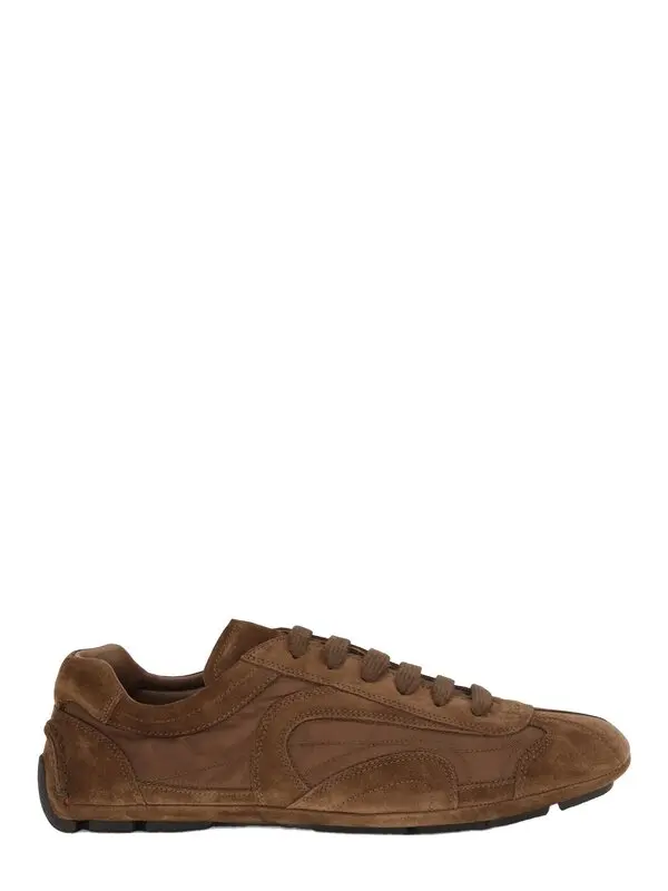 Prada Montecarlo Re-edition 2005 Suede And Re-nylon Sneakers - Brown