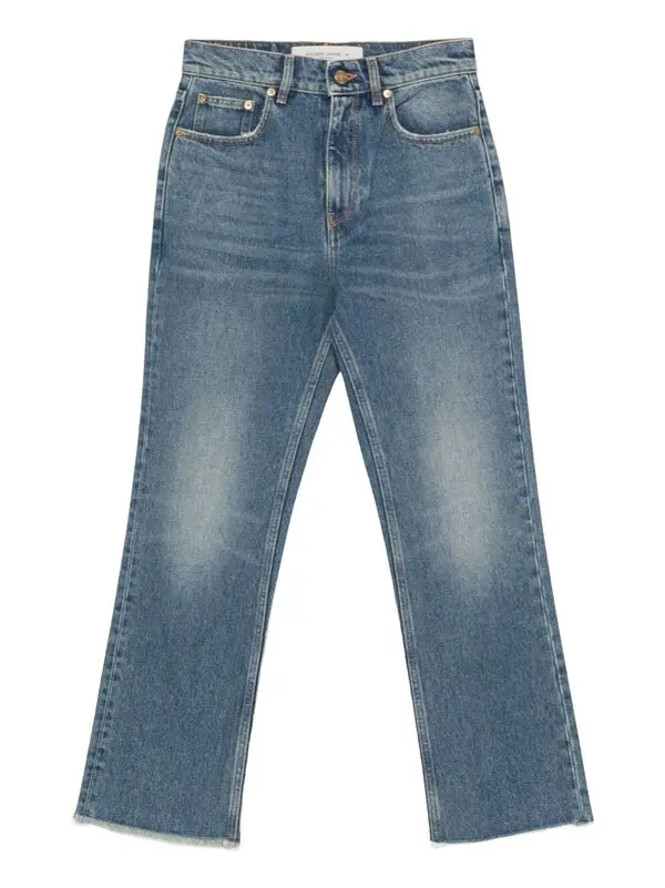 GOLDEN GOOSE Cropped Flare Jeans With Double Star Detail - Blue