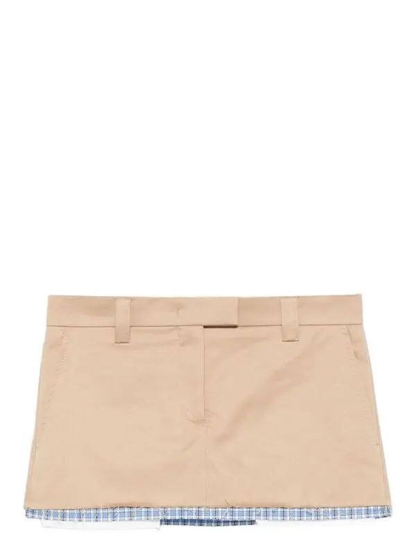 Miu Miu Belted Mini Skirt With Plaid Trim - Multicolor