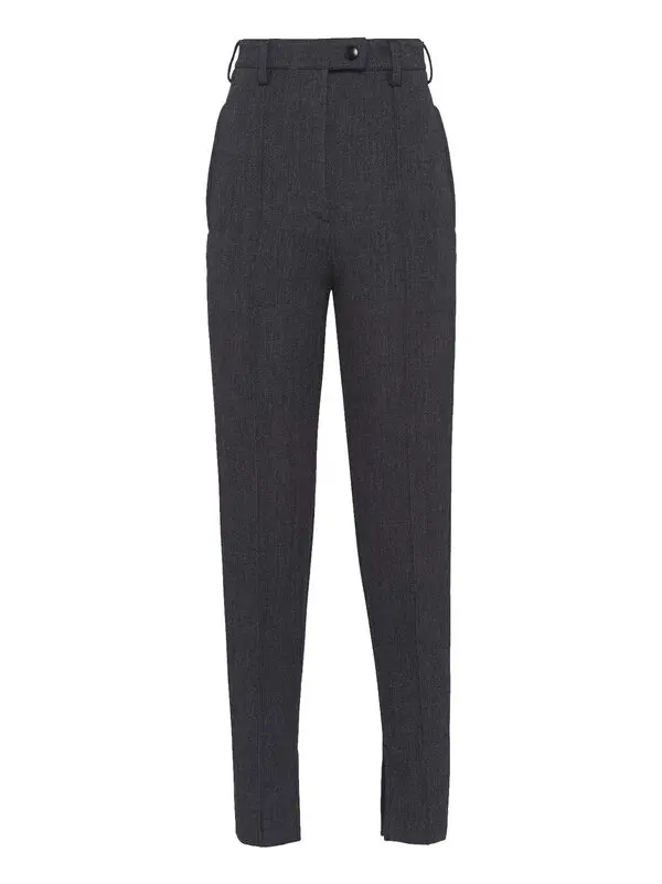 Prada Virgin Wool High-waist Pants - Gray
