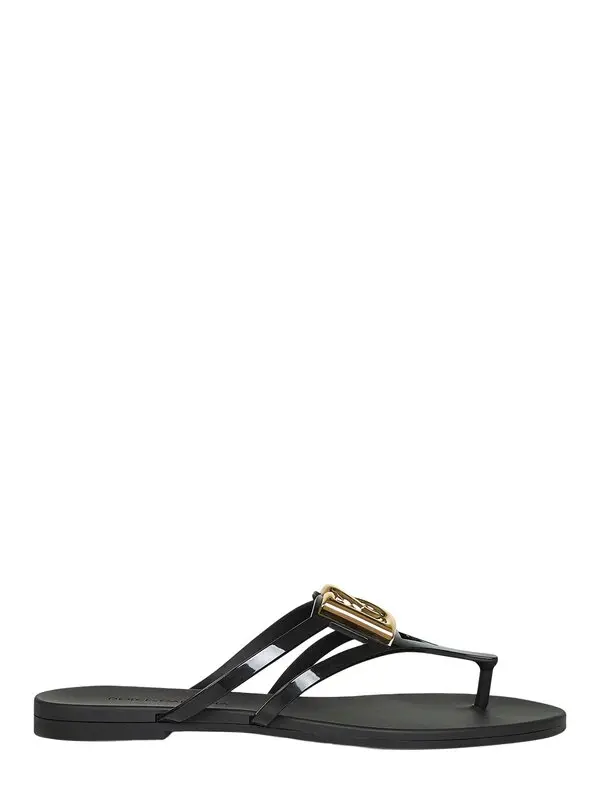 Dolce & Gabbana Black Rubber Dg Logo Thong Sandals - Multicolor