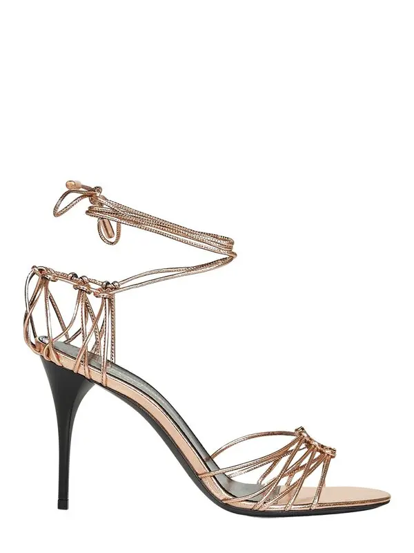 Saint Laurent Metallic Nappa Leather Lace-up Sandals - Multicolor