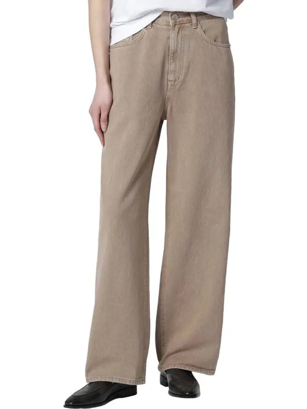 DUNST Sand Beige Relaxed Fit Wide Leg Jeans - Cream