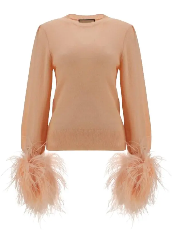 Gucci Wool Sweater With Feather Embellishments - Pink