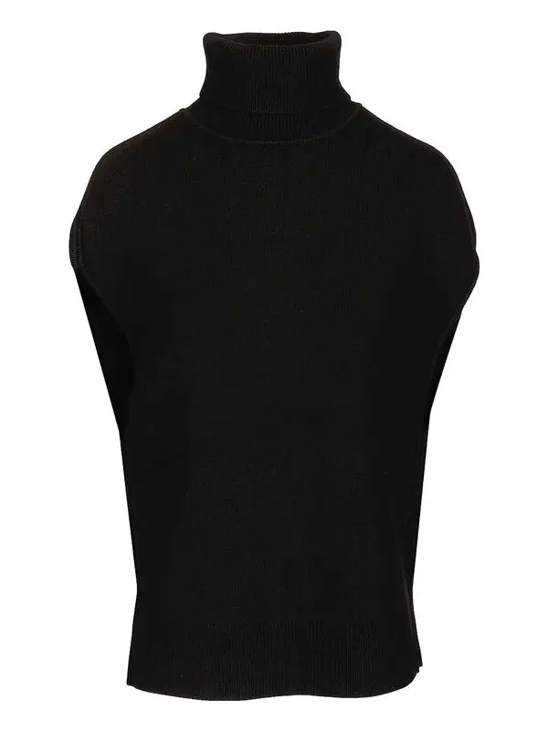 TOTEME Double-knit Cape Knit Turtleneck Sweater - Black