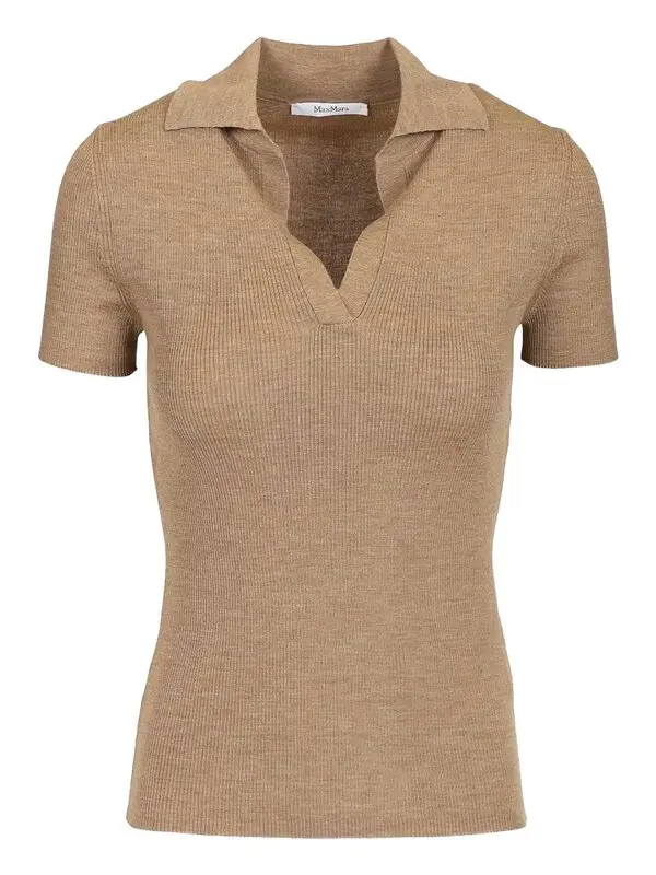 Max Mara Ribbed Wool Polo Shirt - Cream