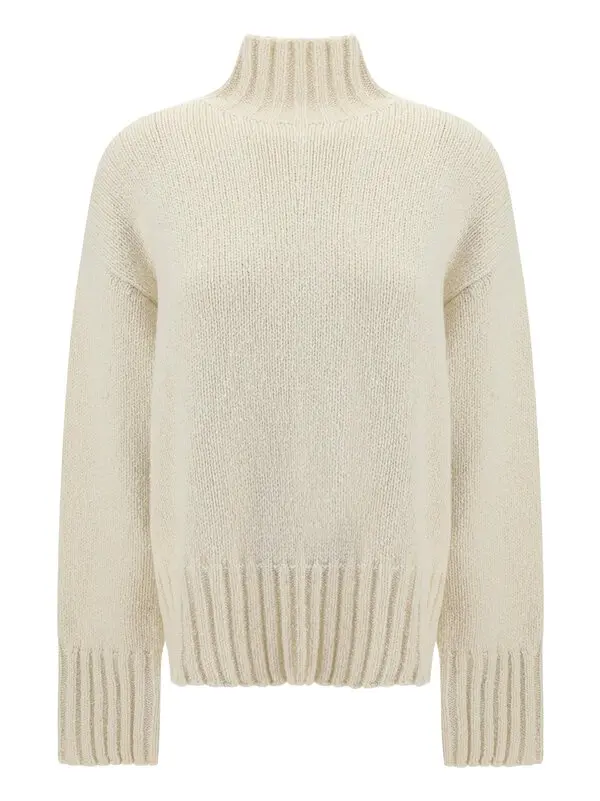 JIL SANDER Wool And Silk High Neck Sweater - White