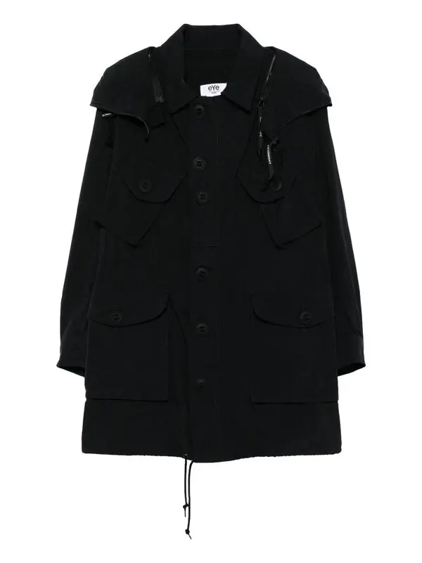 Junya Watanabe Nylon Parka Coat With Detachable Hood And Cargo Pockets - Multicolor