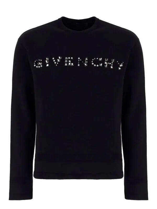 Givenchy Logo Studded Crewneck Sweater - Black