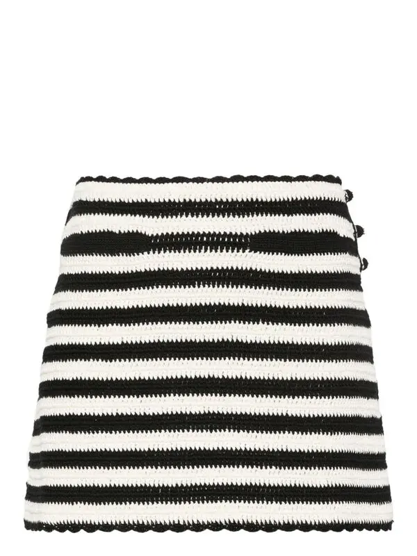 Celine Striped Crochet Mini Skirt - Black