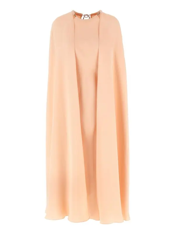 Max Mara Managua Silk Midi Dress With Cape Effect - Pink