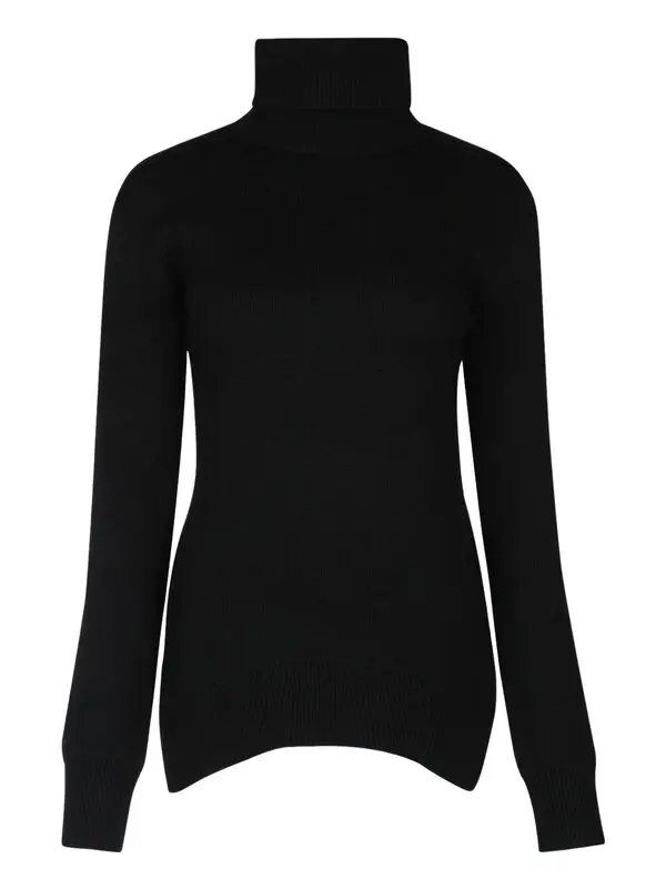 TOTEME Black Ribbed Knit Turtleneck Sweater - Multicolor