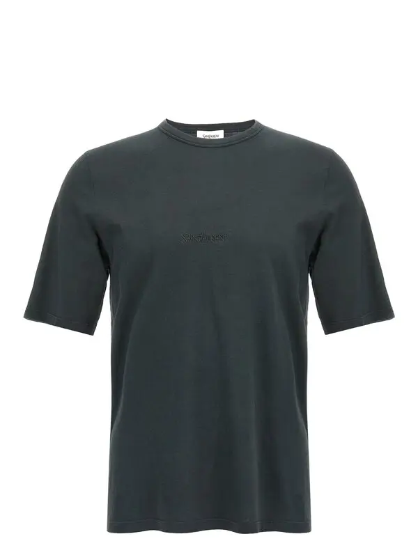 Saint Laurent Logo Embroidery T-shirt - Black