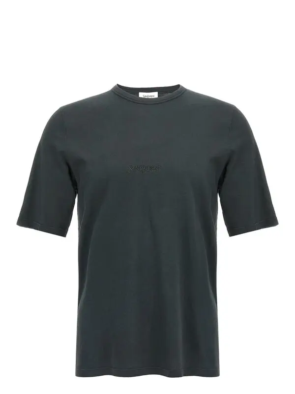 Saint Laurent Logo Embroidery T-shirt - Black
