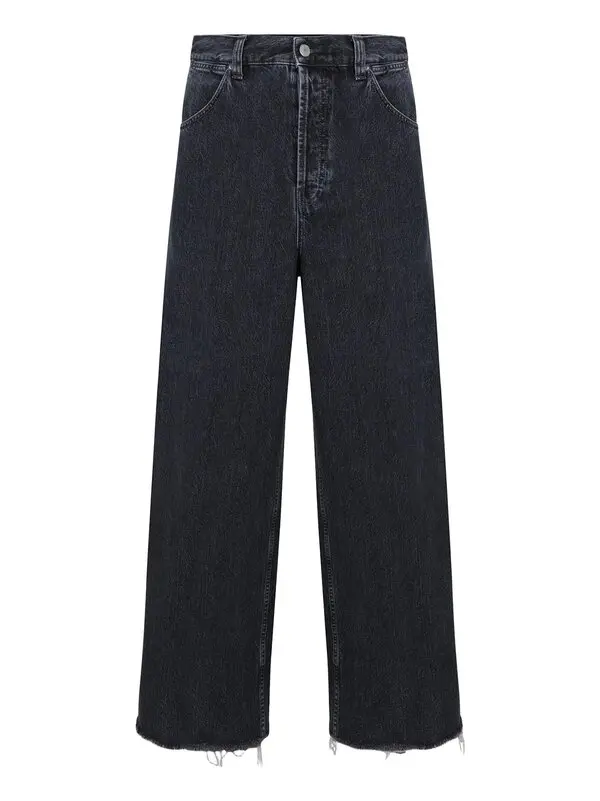 Gucci Wide-leg Denim Jeans With Iconic Back Patch Logo - Black
