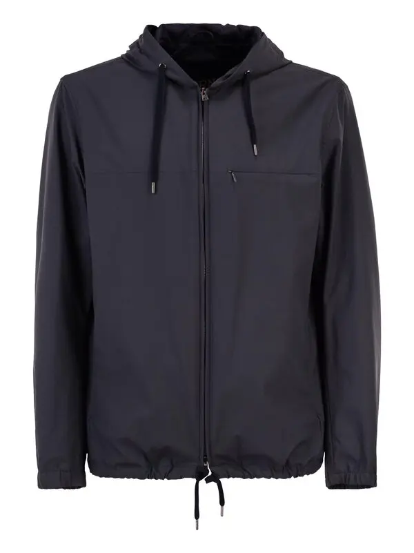 Herno Technical Windbreaker With Adjustable Hood - Blue