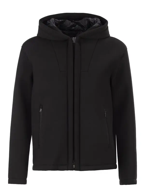 Herno 3-layer Scuba Hooded Jacket With Quilted Padding - Black