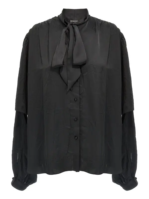 Balenciaga Double Sleeve Technical Crêpe Shirt - Black